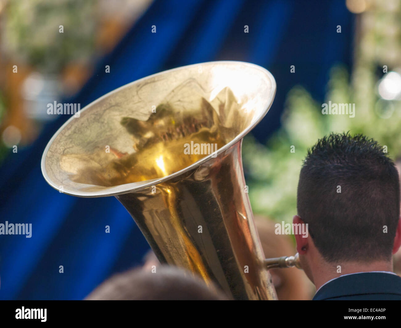 Trumpeter of a brass band performing marching music Stock Photo - Alamy