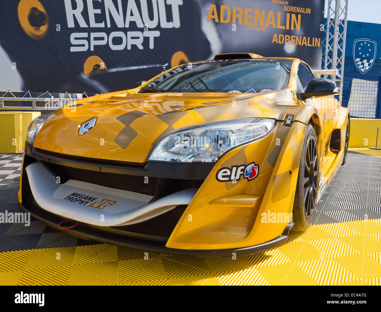 tuned Renault Megane R.S.Trophy Racing car on display at a Renaultl ...