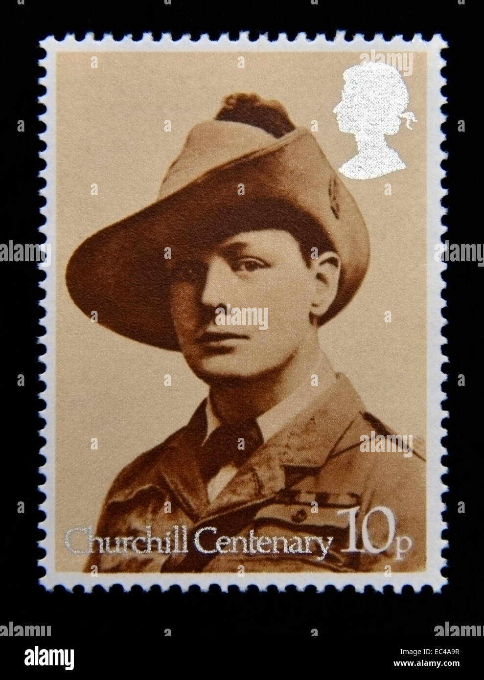 Postage stamp. Great Britain. Queen Elizabeth II. 1974. Birth Centenary ...