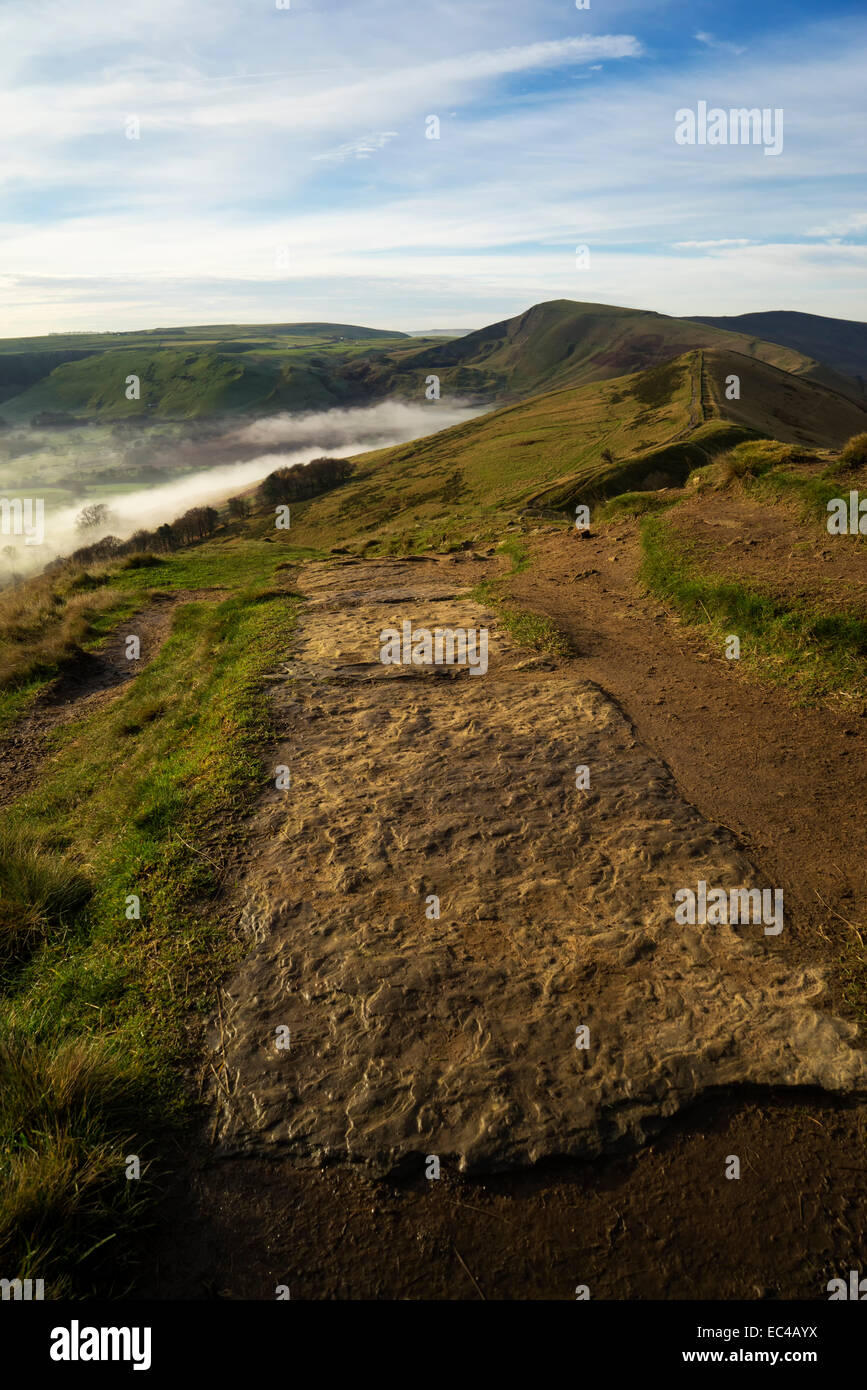 Looking towards Mam Tor above Castleton in the Peak District National ...