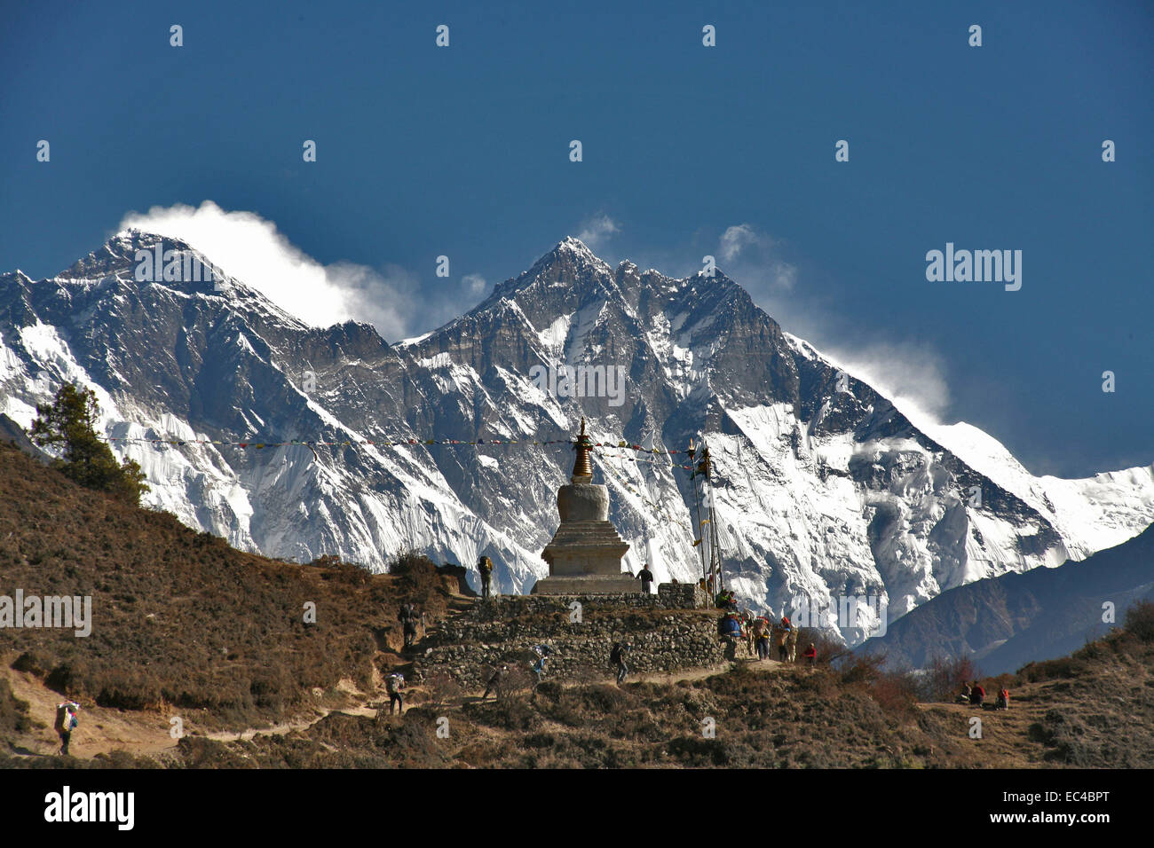Stupa in front of the mt Lhotse Stock Photo - Alamy