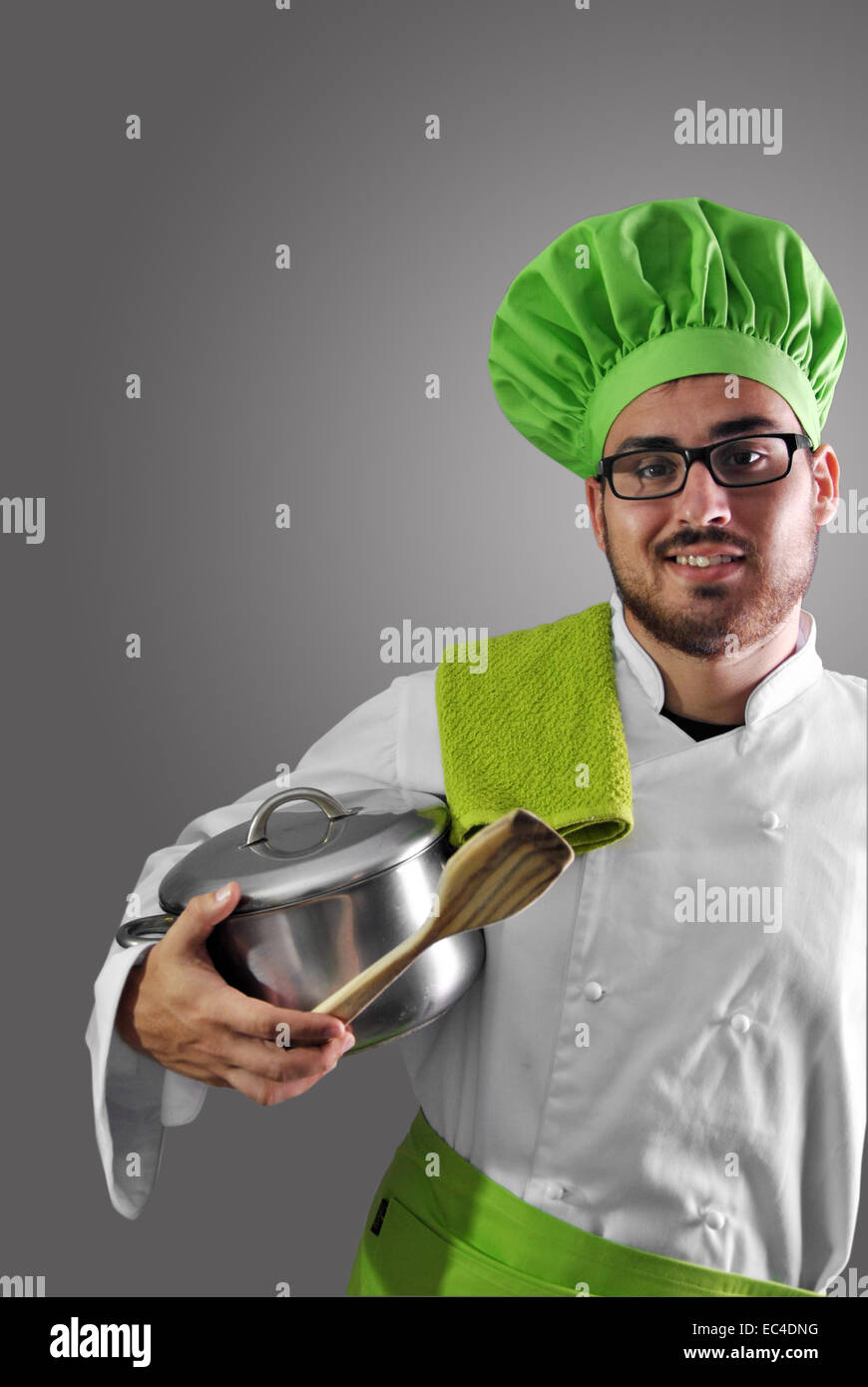 Cooker with all his work clothes and cutlery for the kitchen Stock ...