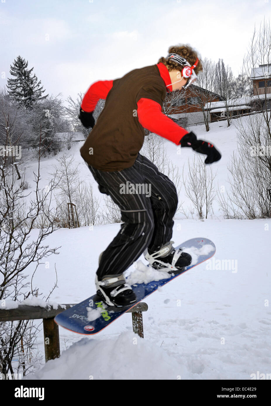 Jump to the rail Stock Photo - Alamy