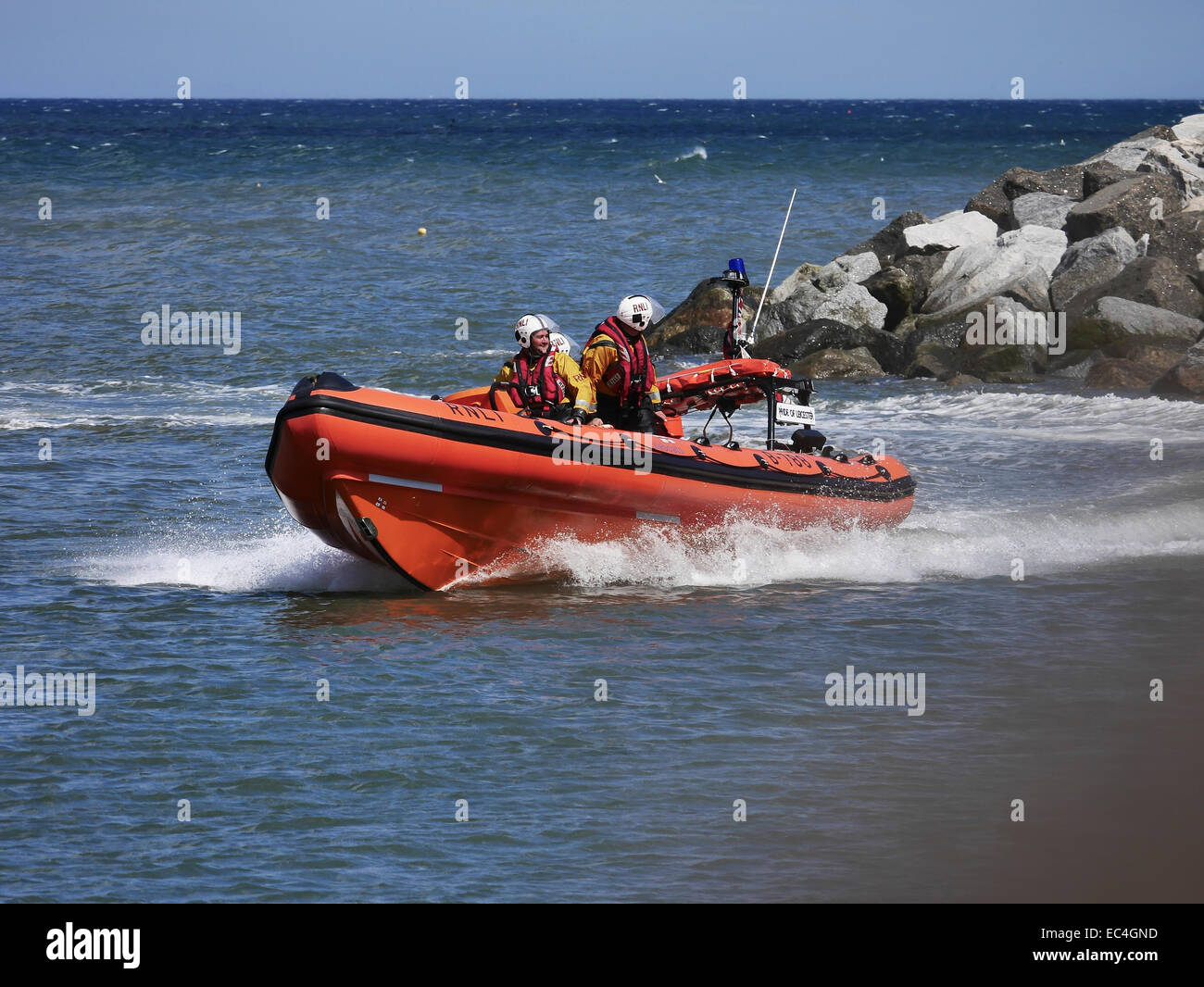 RNLI inshore lifeboat at Staithes, Lifeboat Day Stock Photo - Alamy