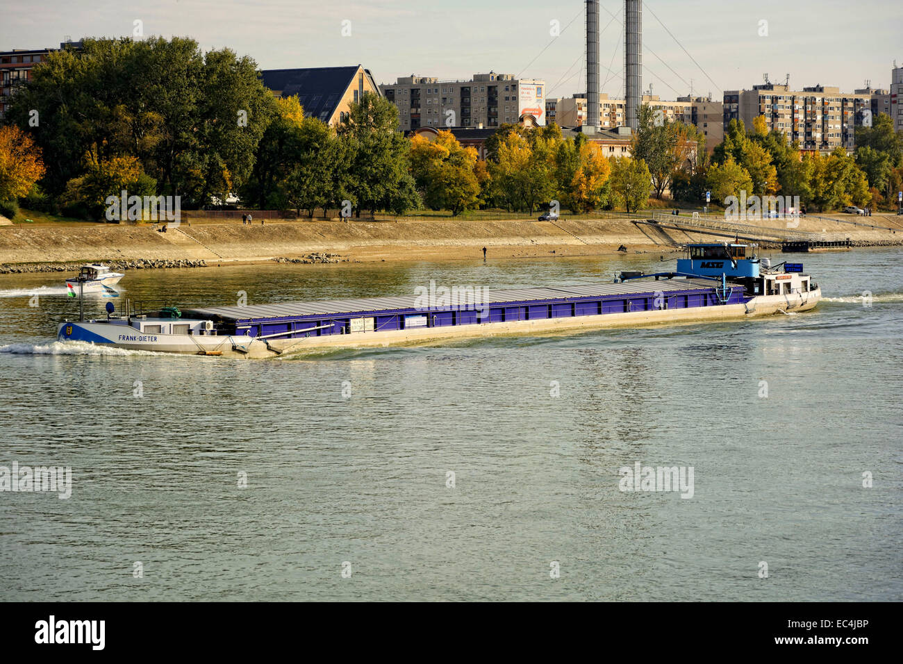 Cargo ship on the Danube Stock Photo - Alamy
