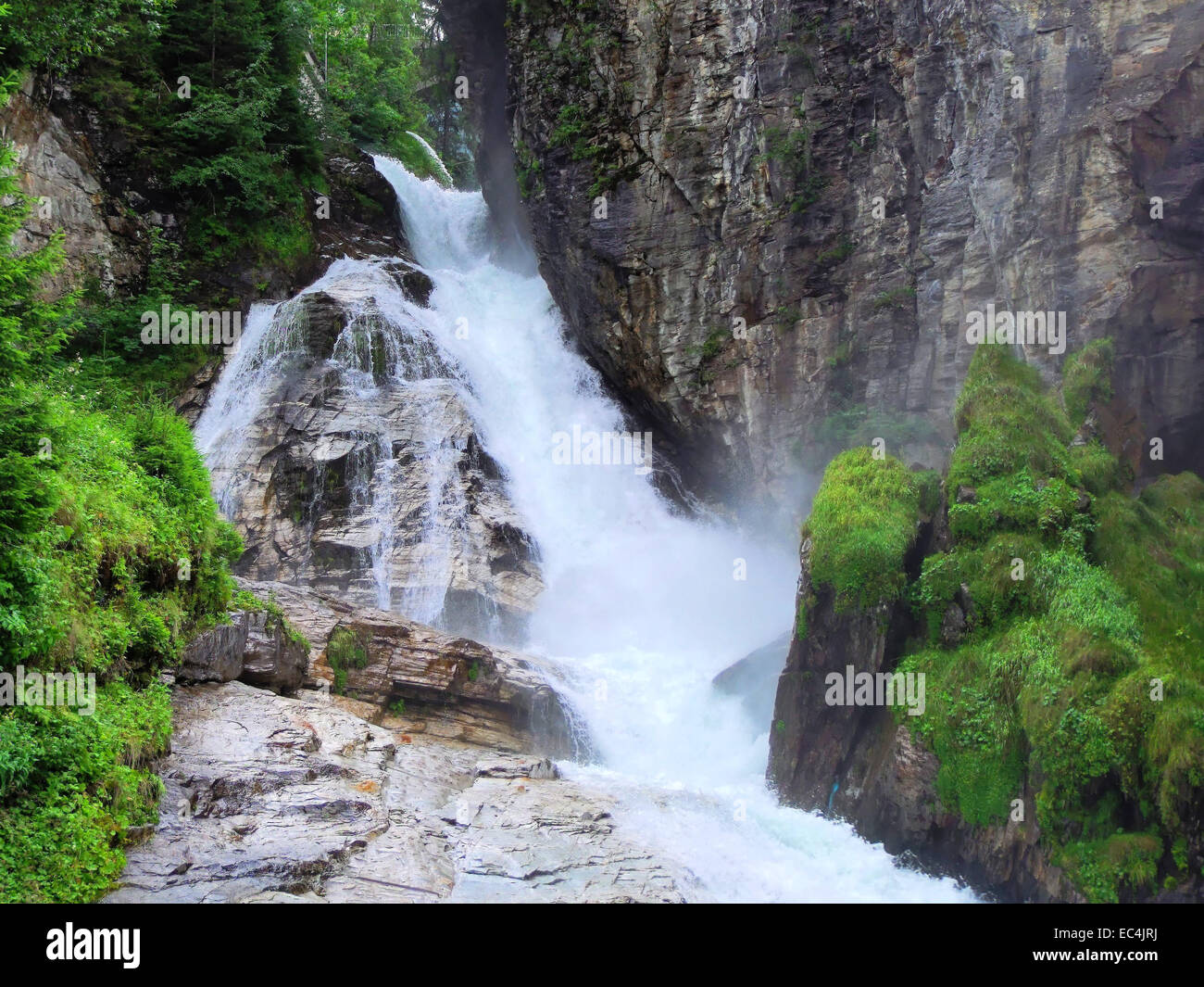 Landmark of Bad Gastein is the Gastein waterfall in the middle of the ...