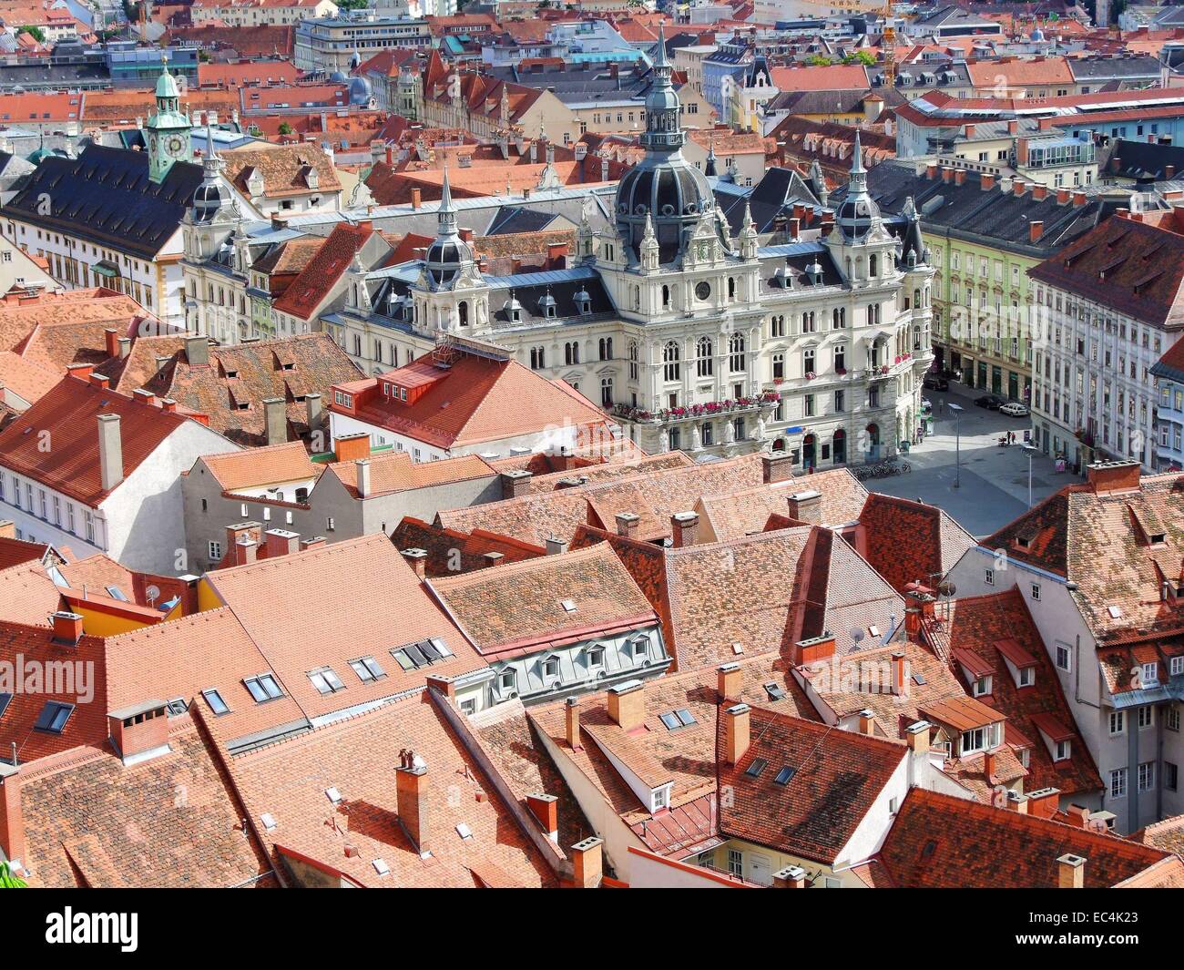 Graz roofs with town hall Stock Photo - Alamy