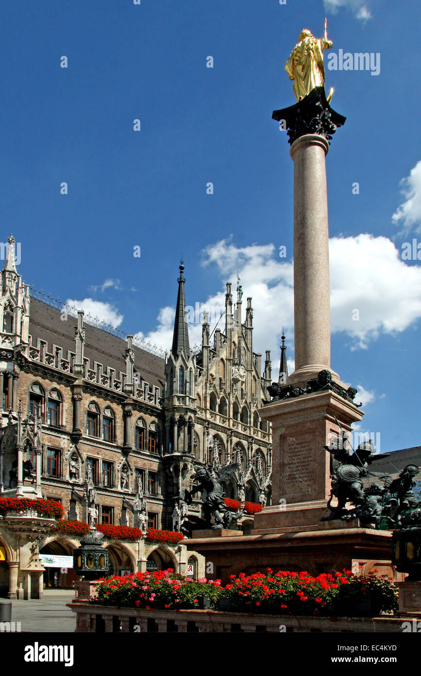 Marian column, Town hall, Munich, Bavaria, Germany Stock Photo - Alamy