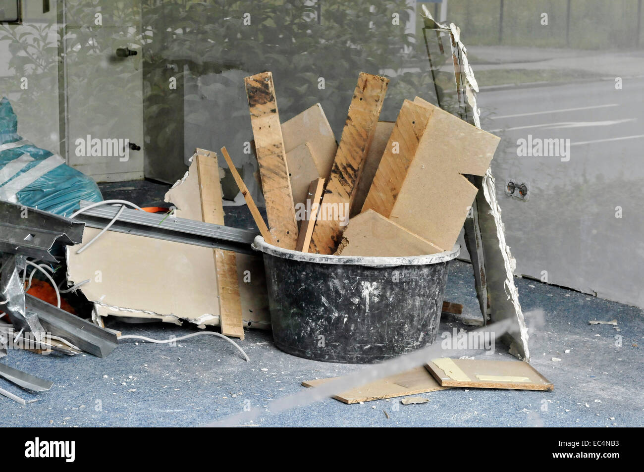 construction site in a shop window Stock Photo - Alamy