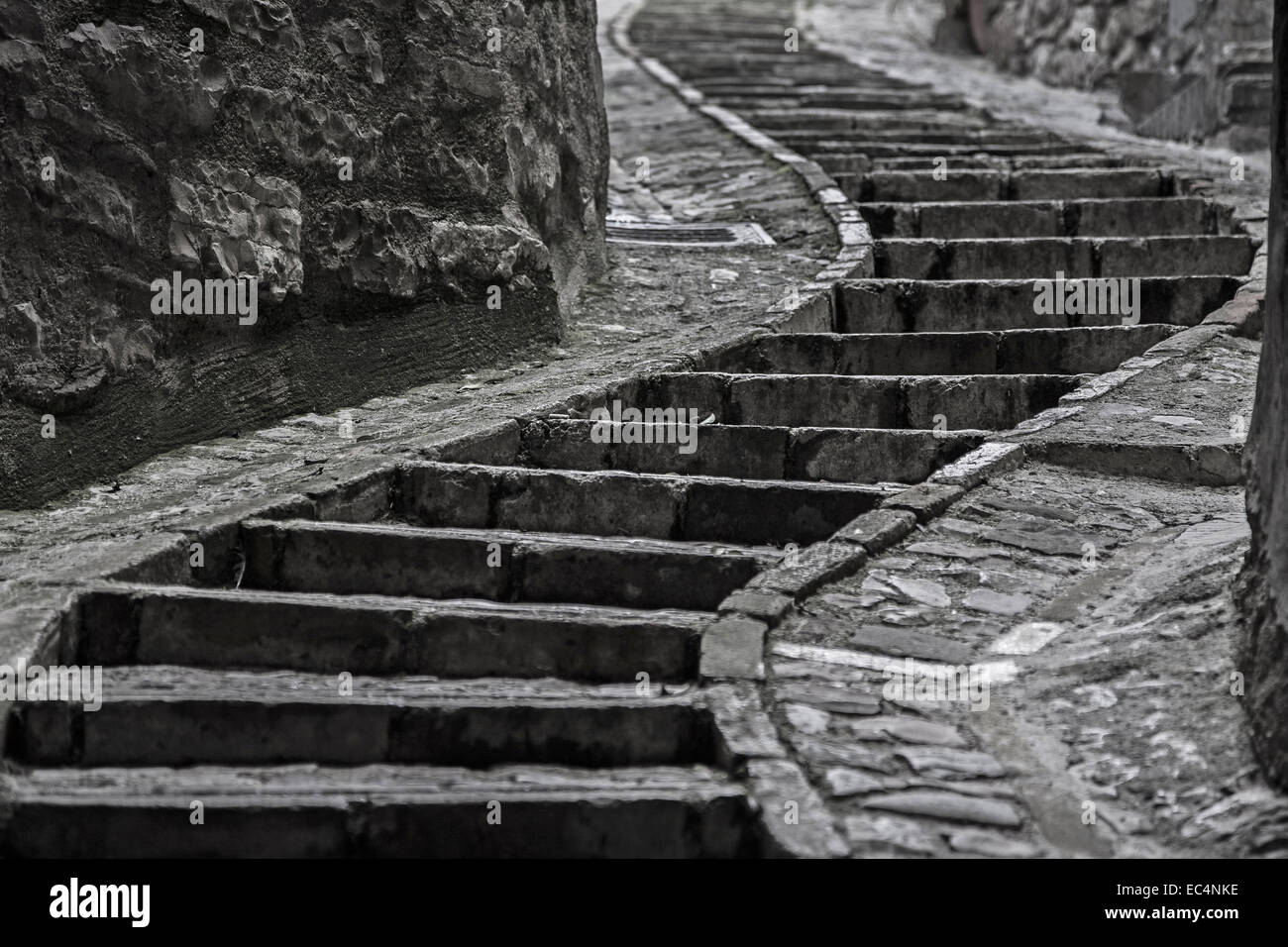 cobblestone lane and stairs Stock Photo - Alamy