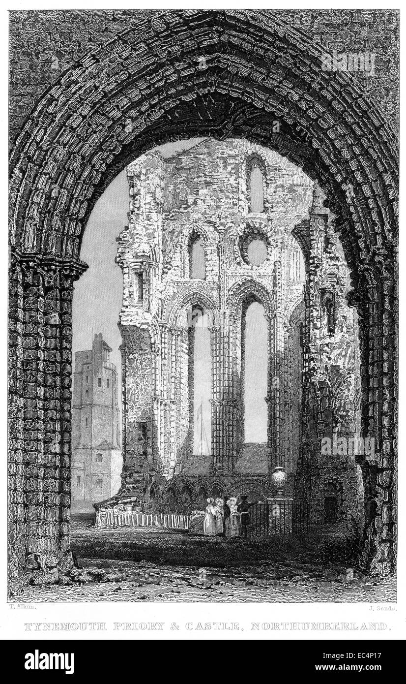 Tynemouth priory castle Black and White Stock Photos & Images - Alamy