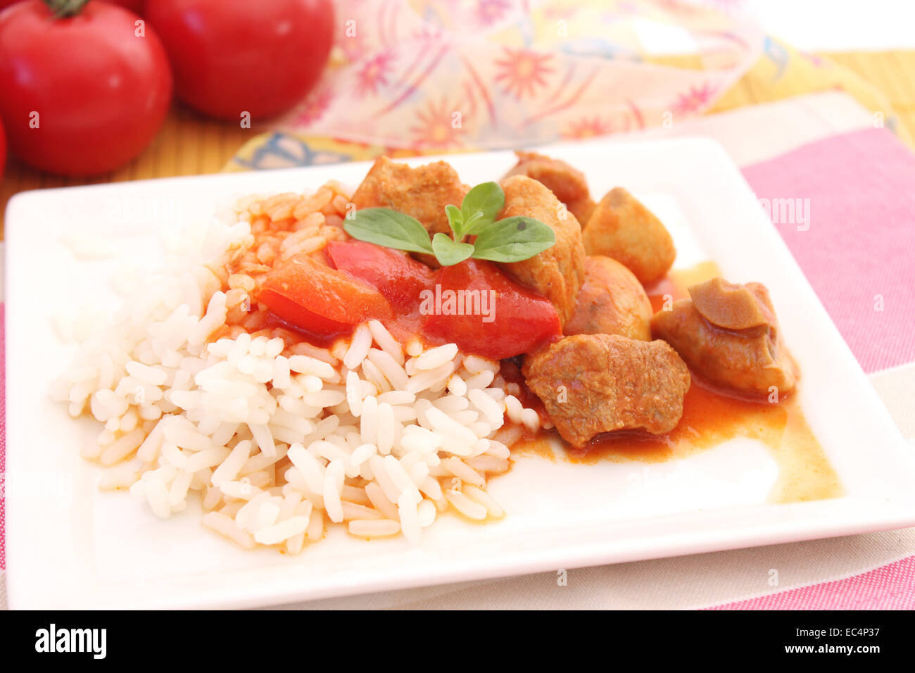 Goulash with rice Stock Photo - Alamy