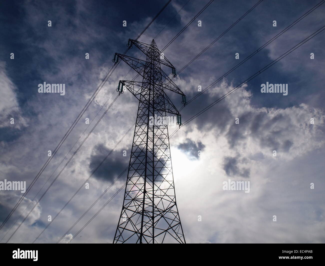 Pylon with cables Stock Photo - Alamy