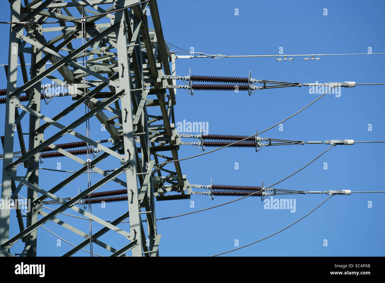 Mast with power line Stock Photo - Alamy