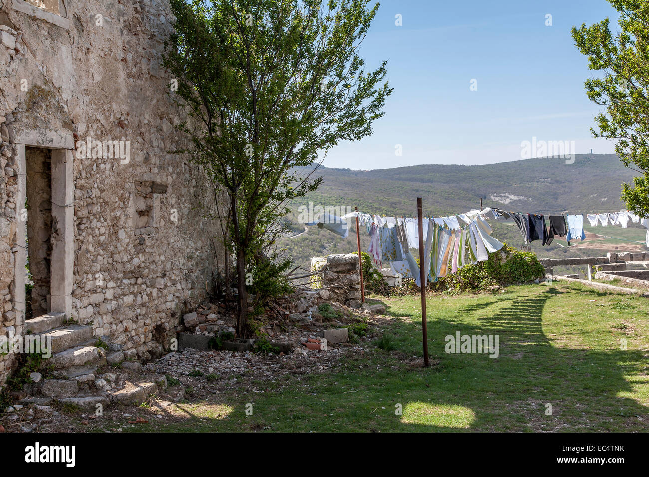 Laundry day in a Croatian village Stock Photo - Alamy