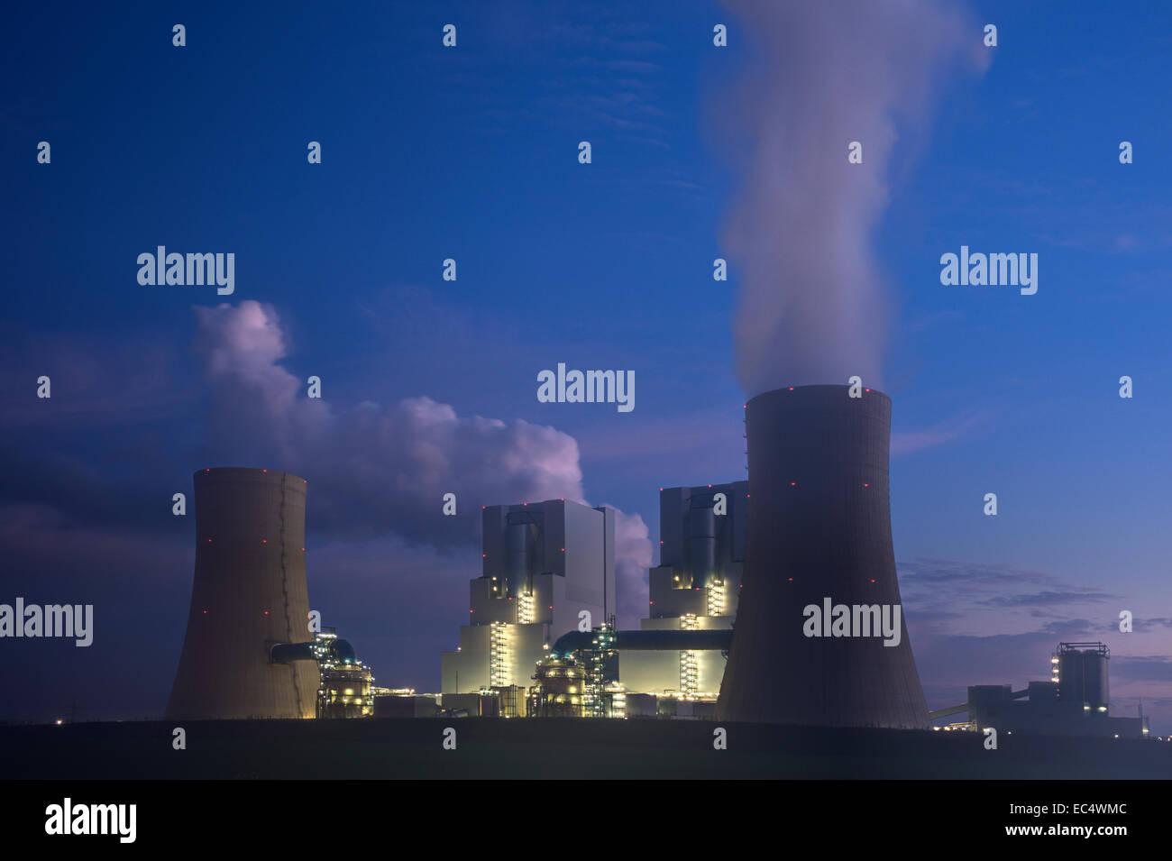 BOA-fired power plant in Neurath in the blue hour Stock Photo - Alamy