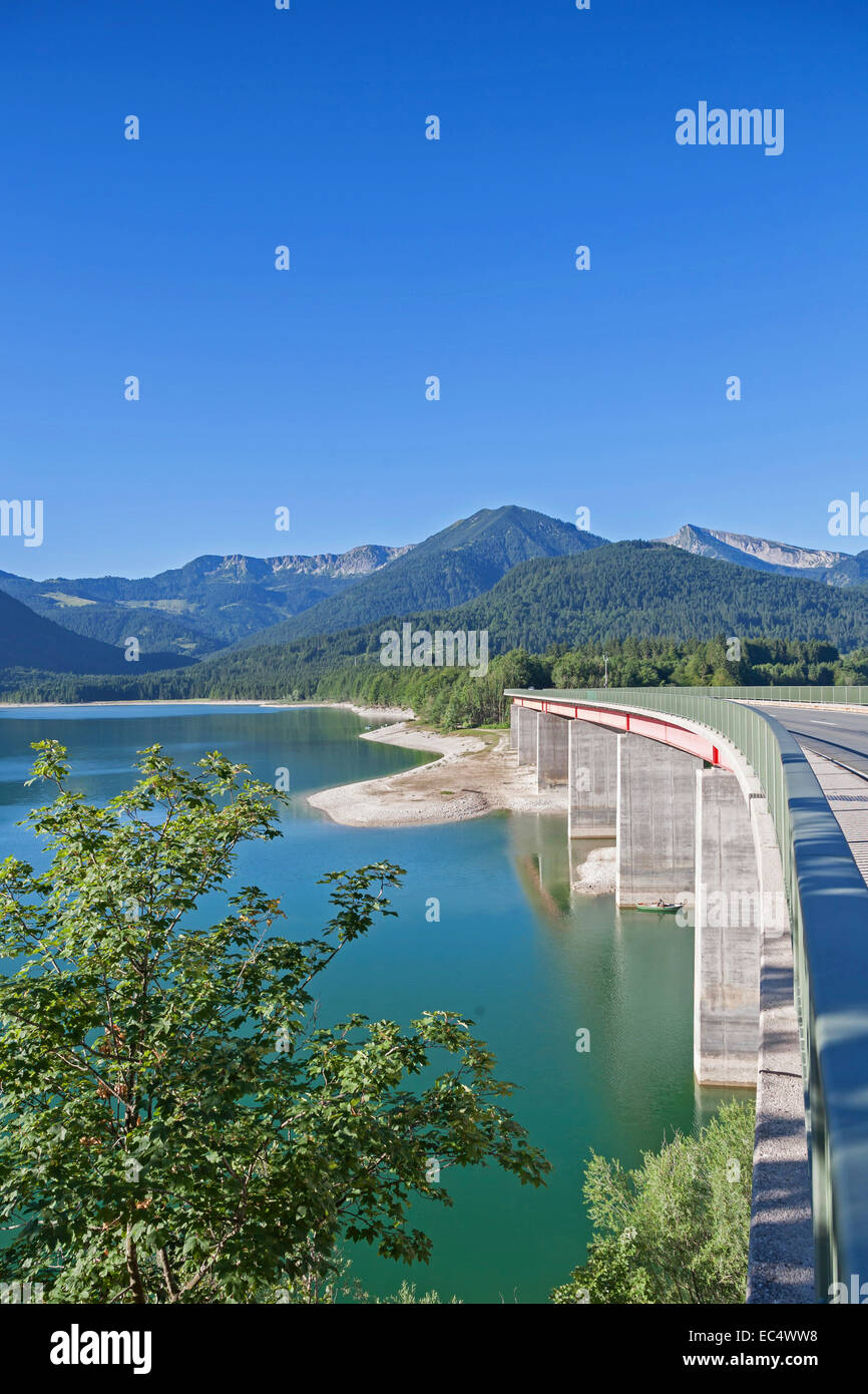 bridge over the lake Sylvenstein Stock Photo - Alamy