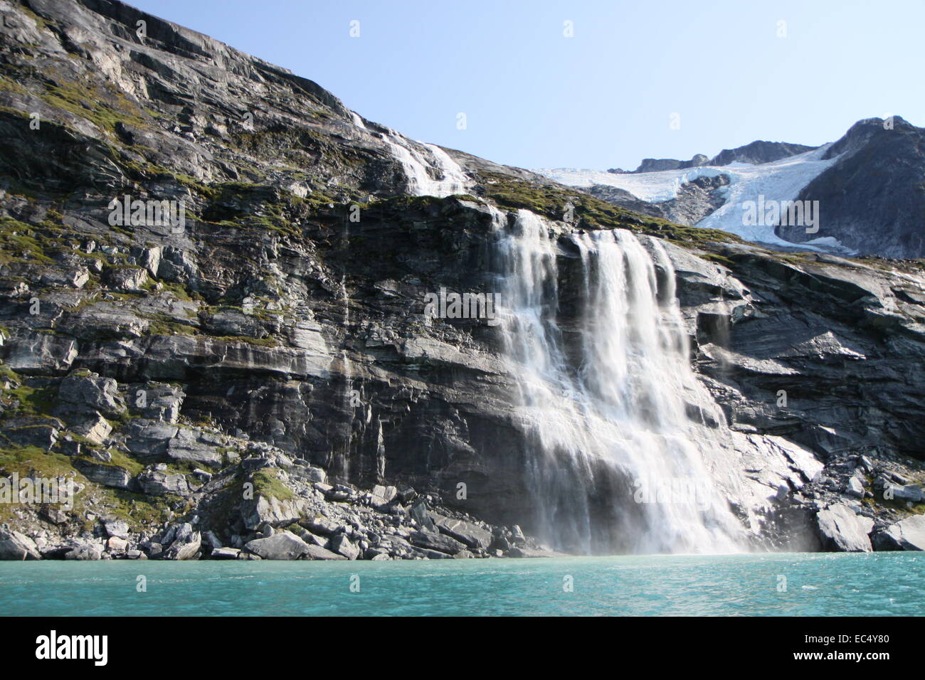 glacier waterfall fjord Stock Photo - Alamy