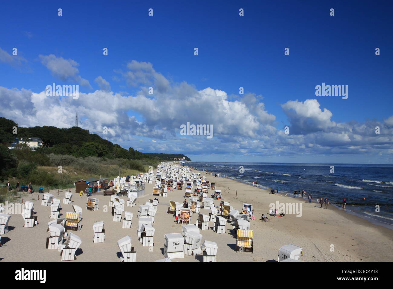 Seebad Heringsdorf on Usedom beach with beach chairs of Heringsdorf ...