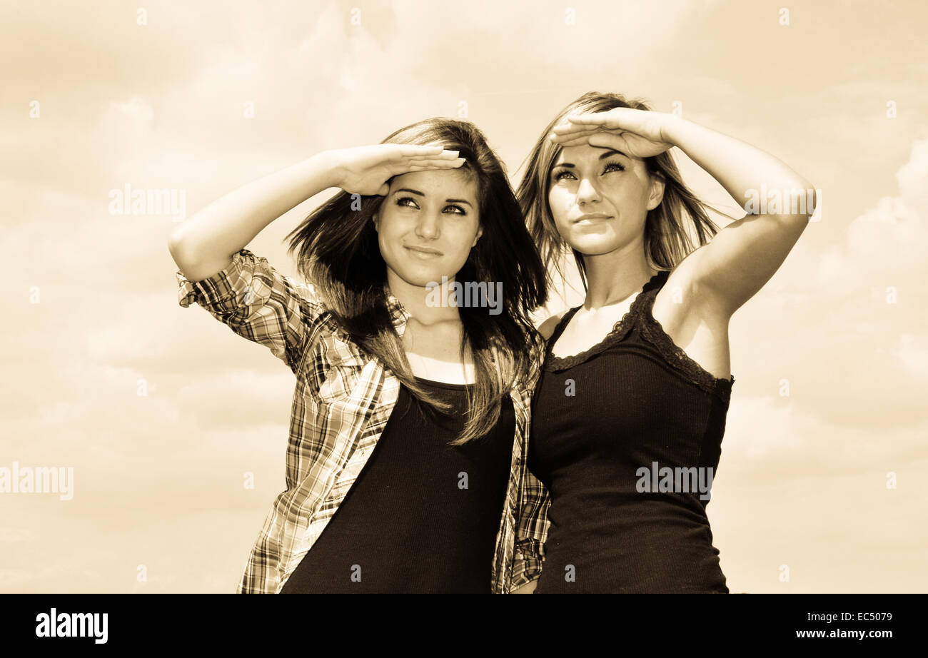 Girls look into the distance Stock Photo - Alamy