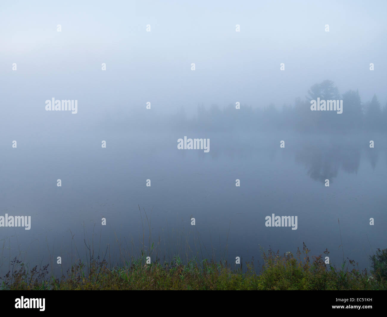 Nature Val Morin autumn fall fog lake water Stock Photo - Alamy