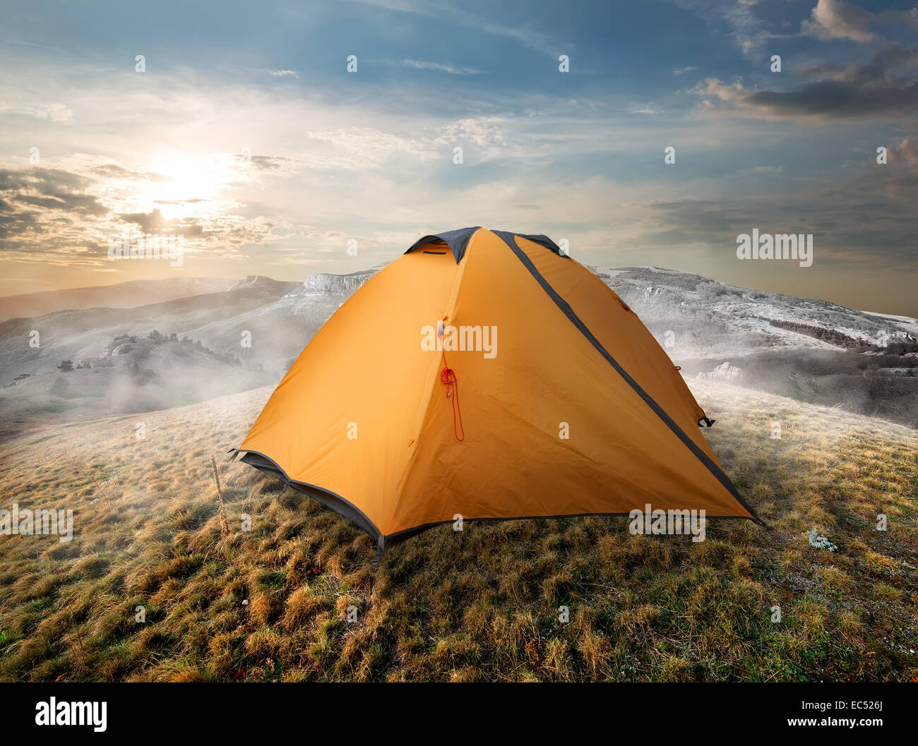 Tourist tent sunset camping hi-res stock photography and images - Alamy