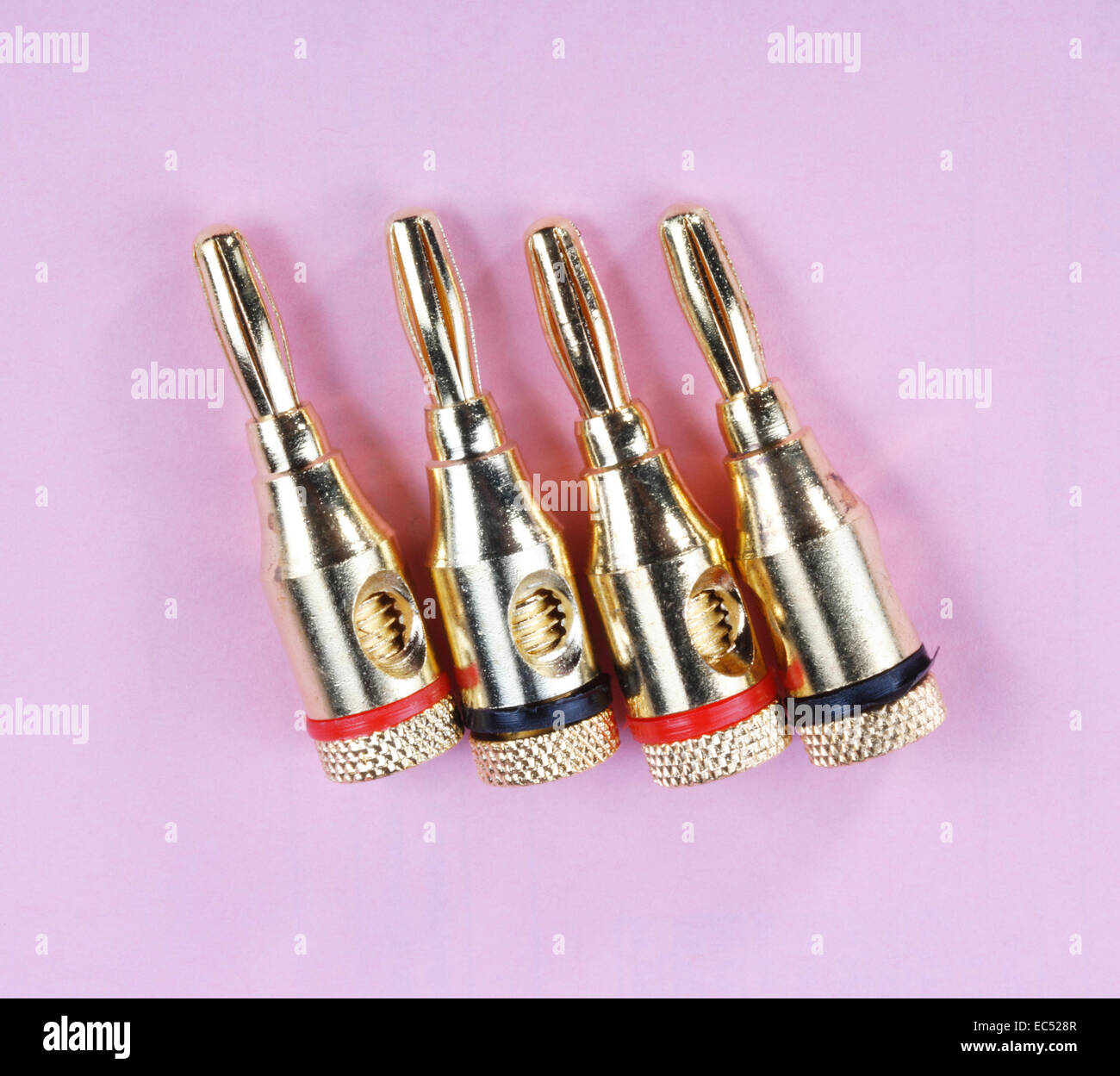 four electric banana plug Stock Photo - Alamy