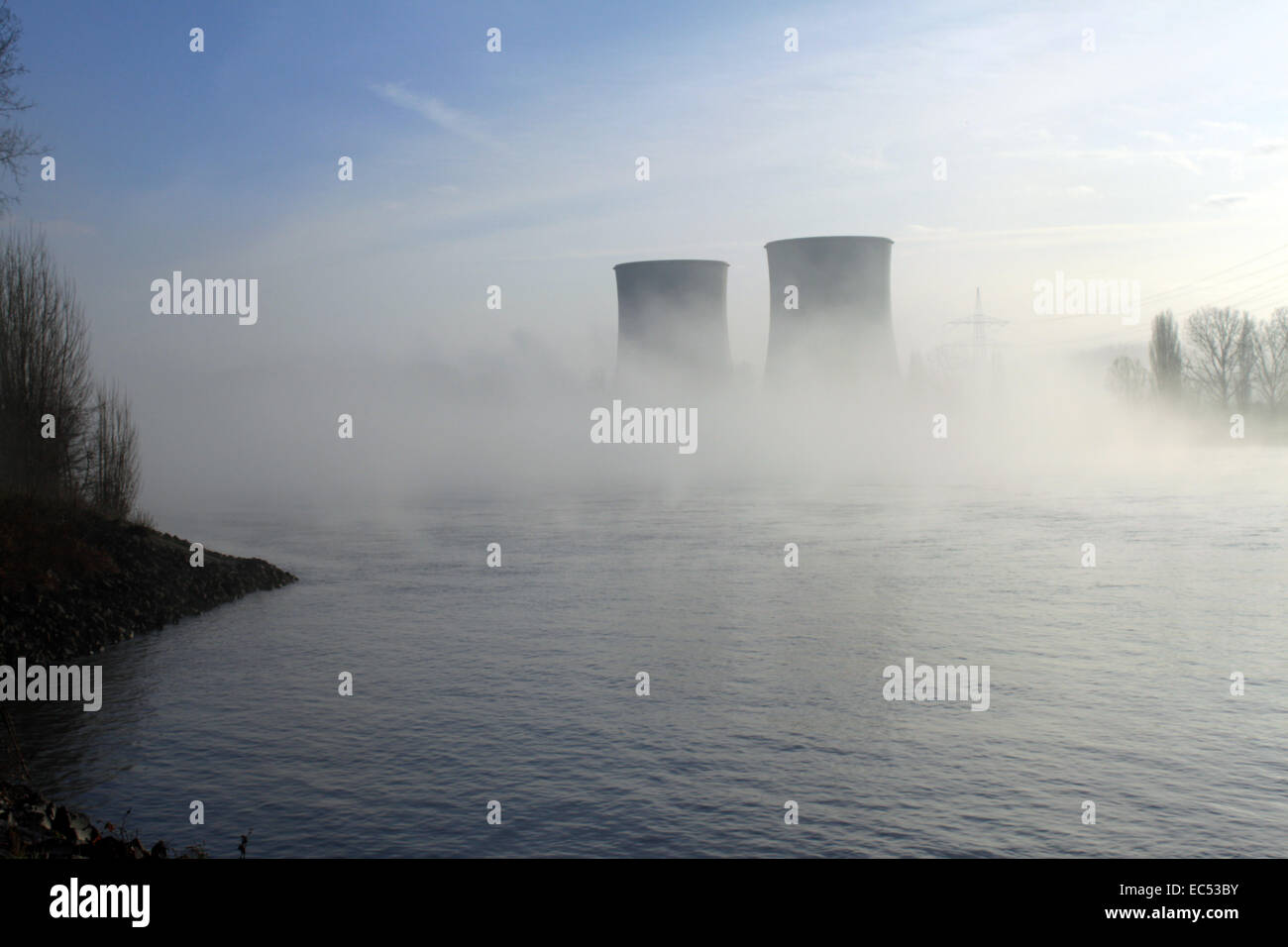 Nuclear power plant in the fog Stock Photo - Alamy
