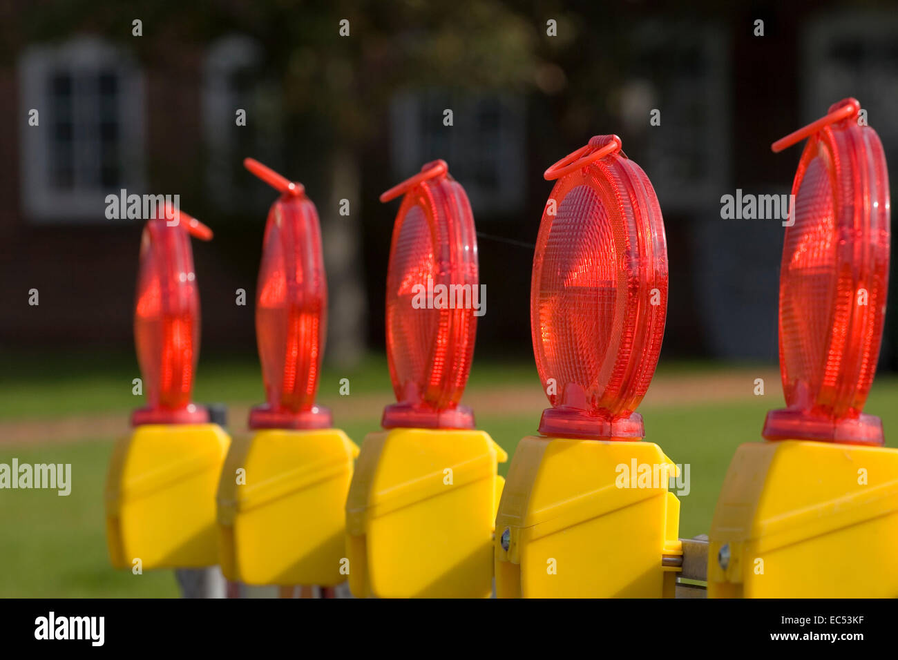 Warning barks with nit light at a building site in the traffic Stock ...
