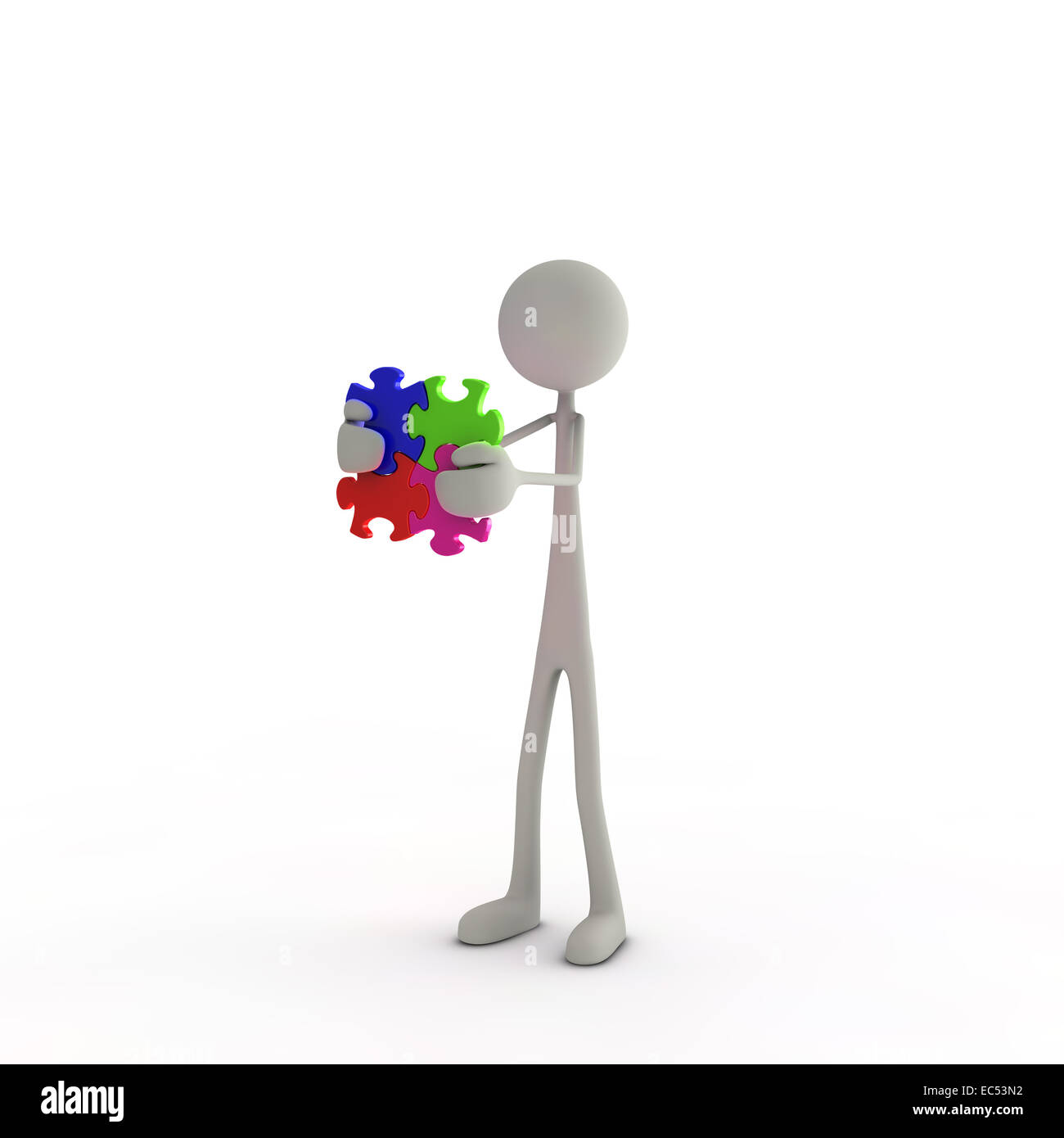 3D figure with pieces of a puzzle Stock Photo - Alamy