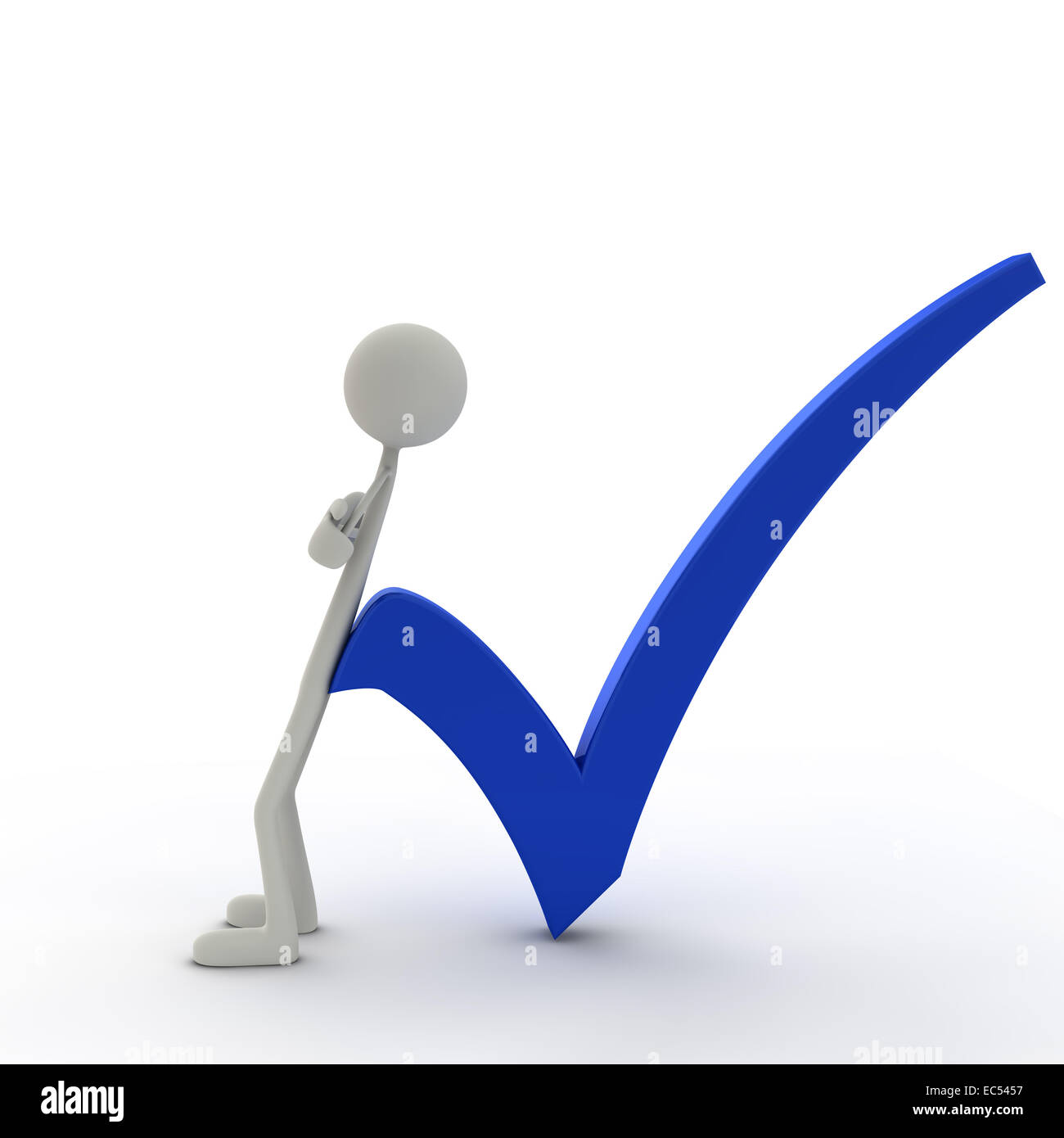 Figure with check mark pleased Stock Photo - Alamy