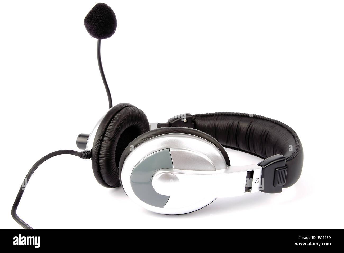Headset with microphone isolated against a white background Stock Photo ...
