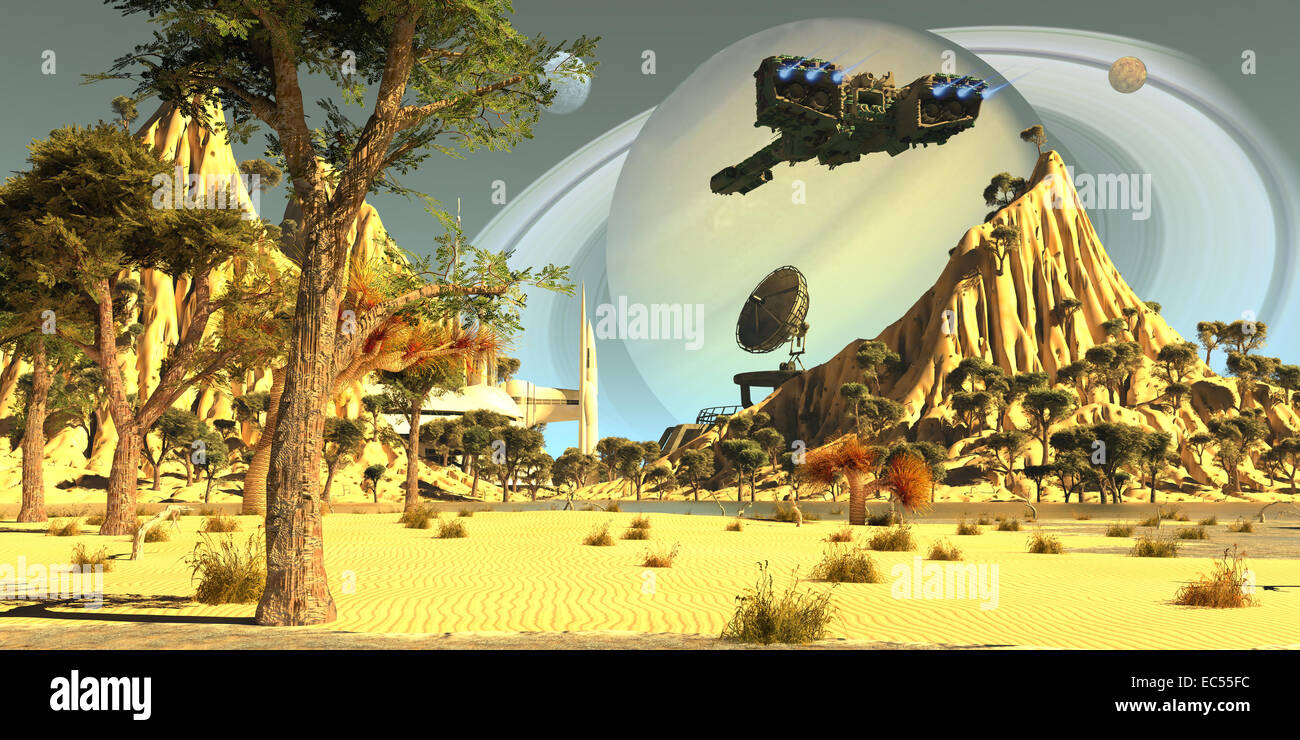 After terraforming Saturn's moon Titan, Earth colonists set up a ...