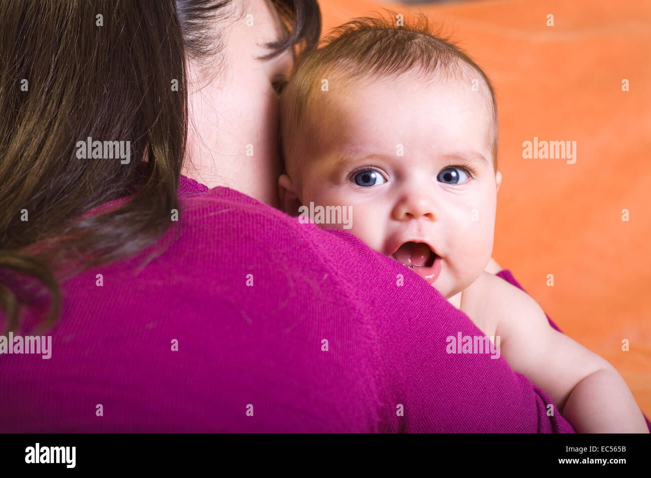 a 3 month old baby Alissa in front of nursery Stock Photo - Alamy