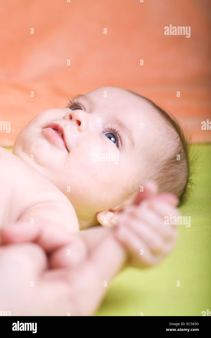 a 3 month old baby Alissa in front of nursery Stock Photo - Alamy