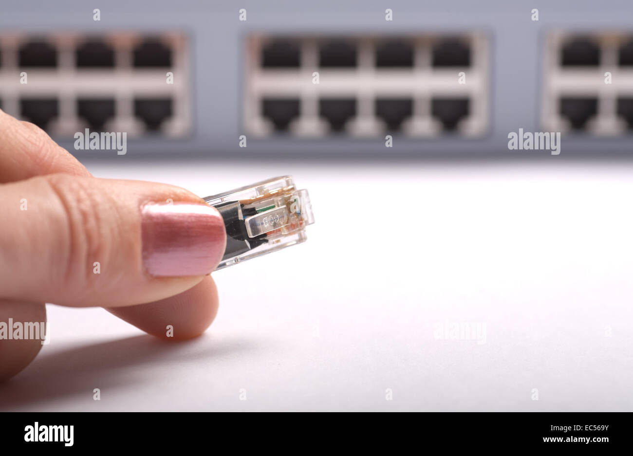 the network equipment cables and the hub Stock Photo - Alamy