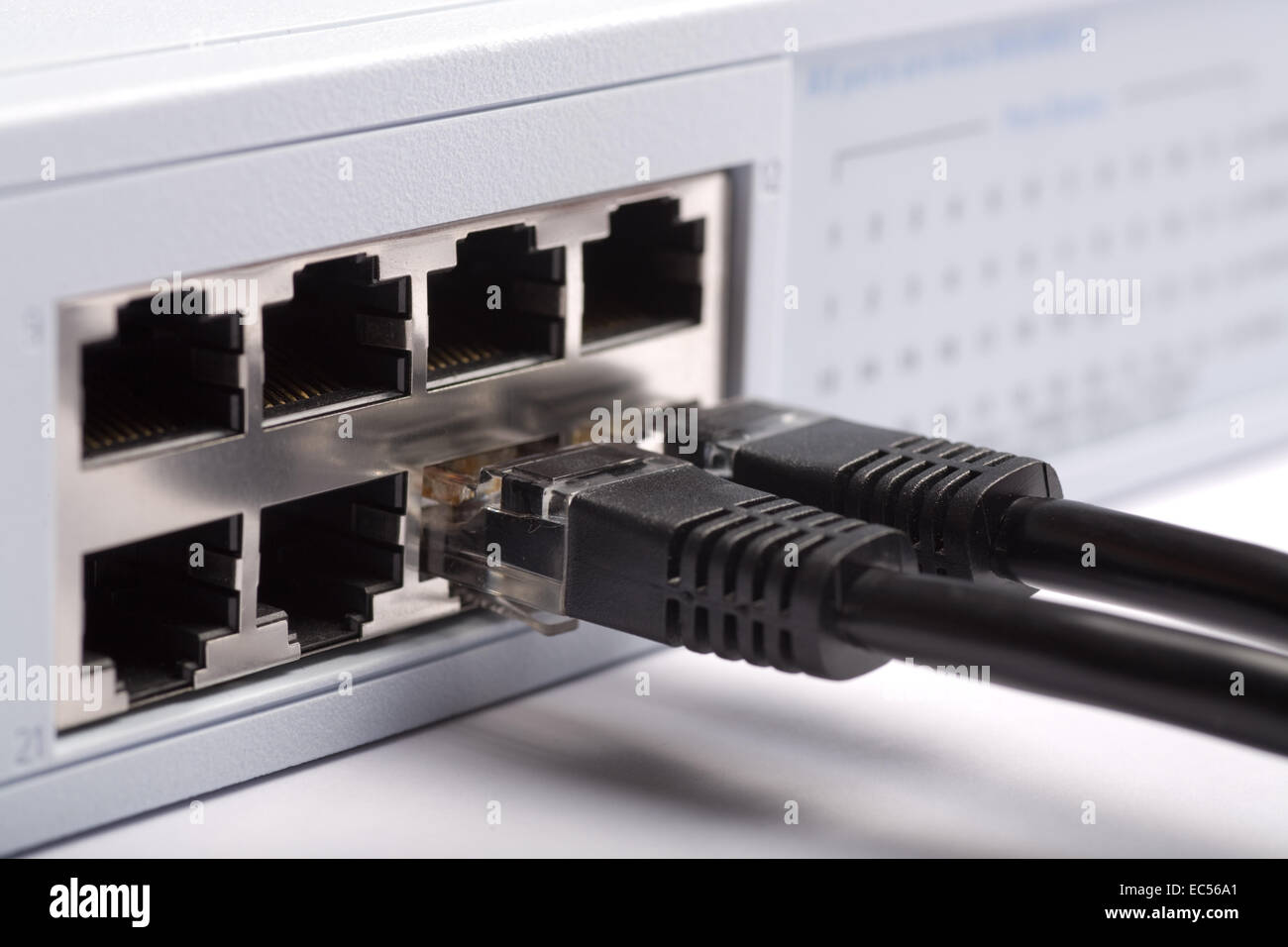 the network equipment cables and the hub Stock Photo - Alamy