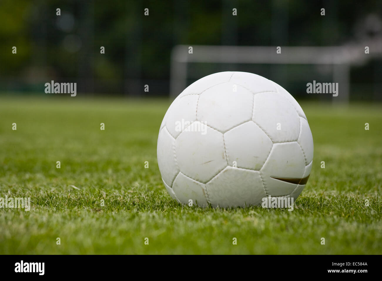 a soccer ball on the field Stock Photo - Alamy