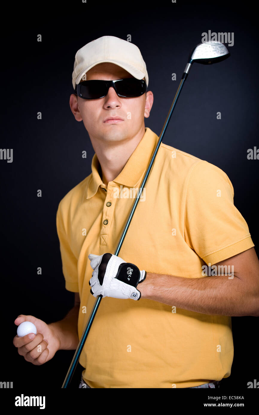 the male golf player with a driver Stock Photo - Alamy