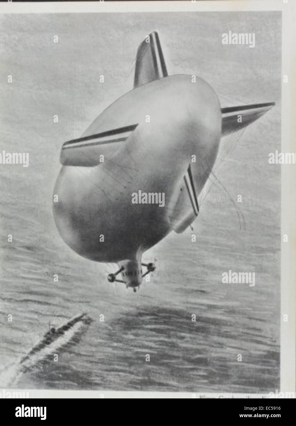 This image from the Reed Kinert Aviation Art Album features an airship ...