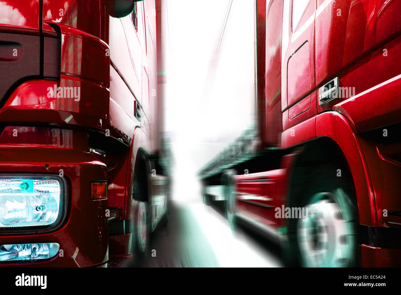 two trucks on the road Stock Photo - Alamy