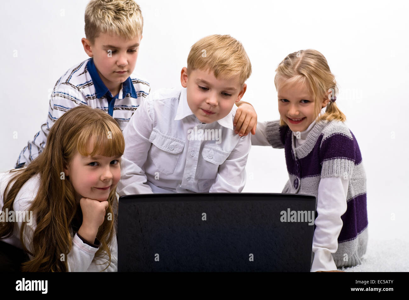 school children working on the laptop Stock Photo - Alamy