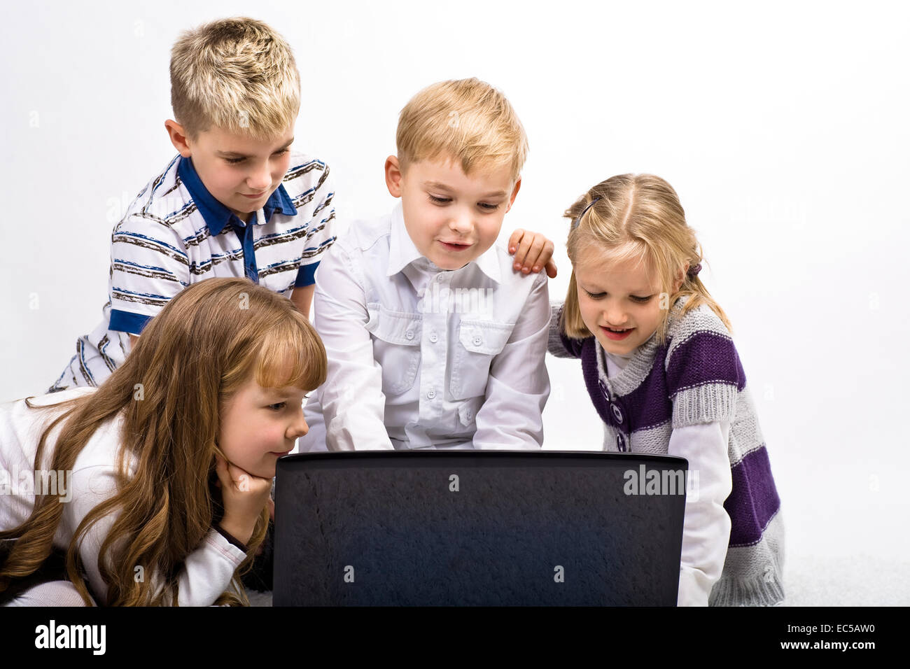 school children working on the laptop Stock Photo - Alamy
