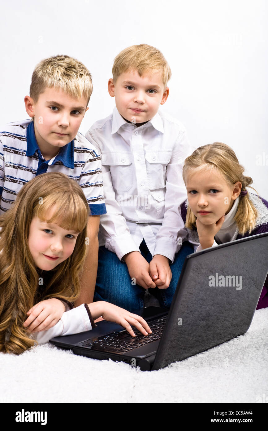 school children working on the laptop Stock Photo - Alamy