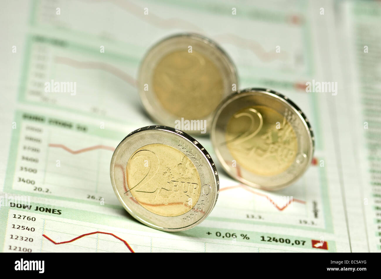 Euro coins on a chart Stock Photo - Alamy