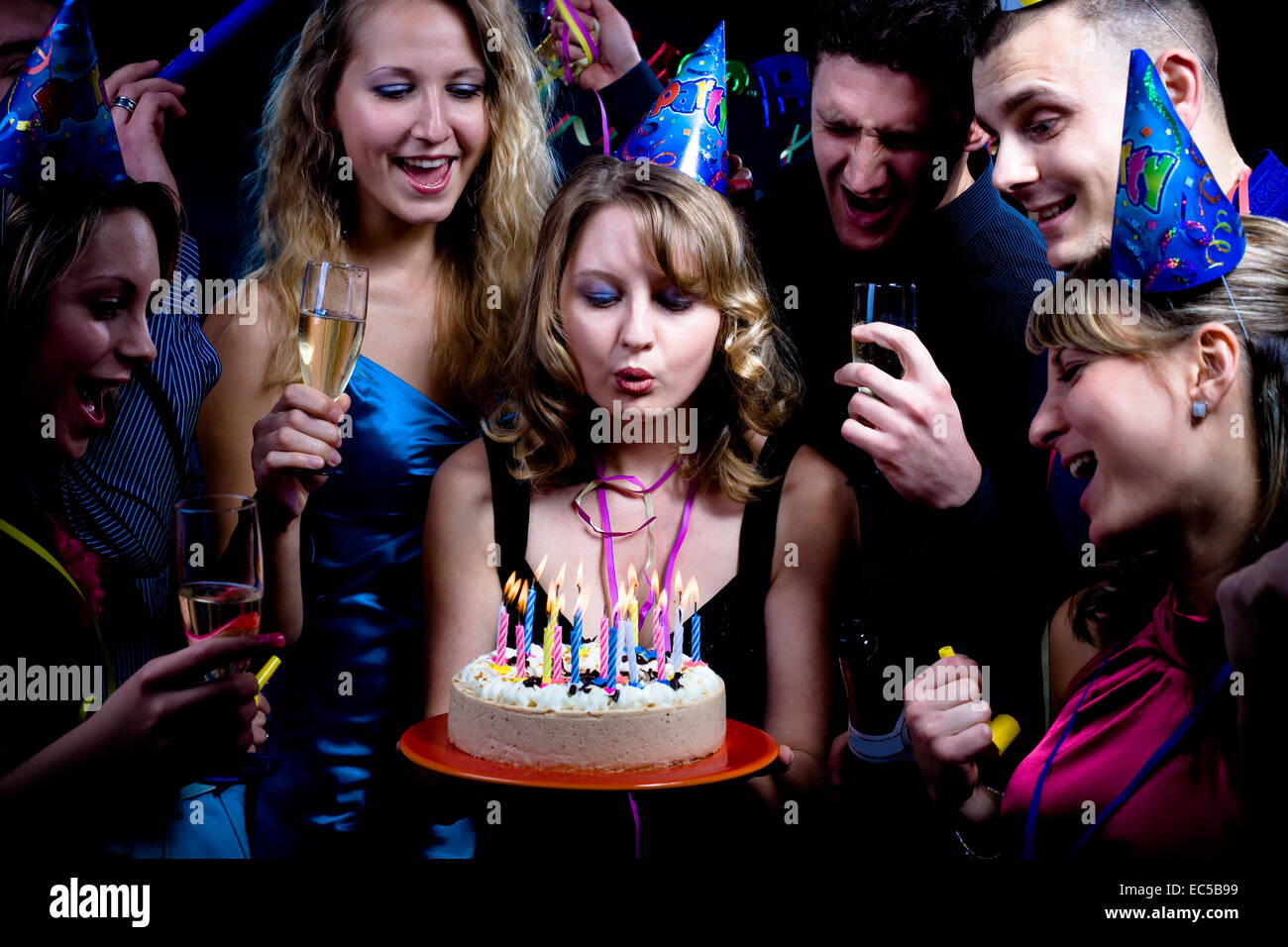 birthday party with many young people Stock Photo - Alamy