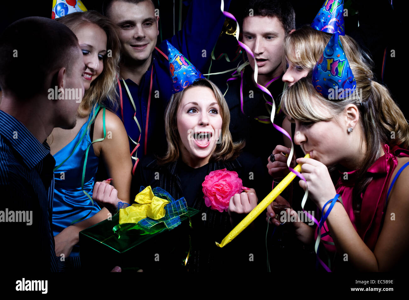birthday party with many young people Stock Photo - Alamy