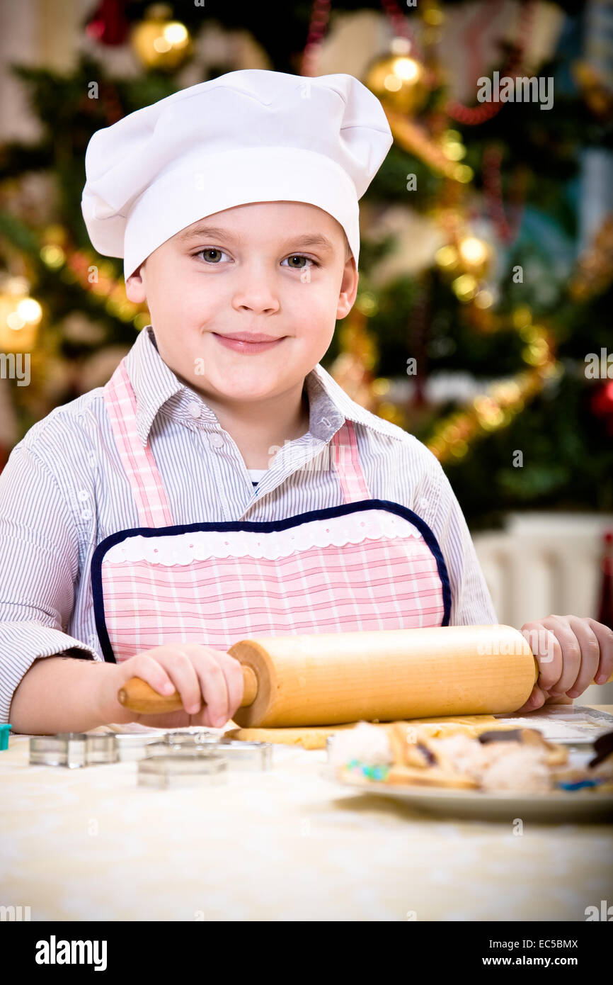 boy making xmas cookies at home Stock Photo - Alamy