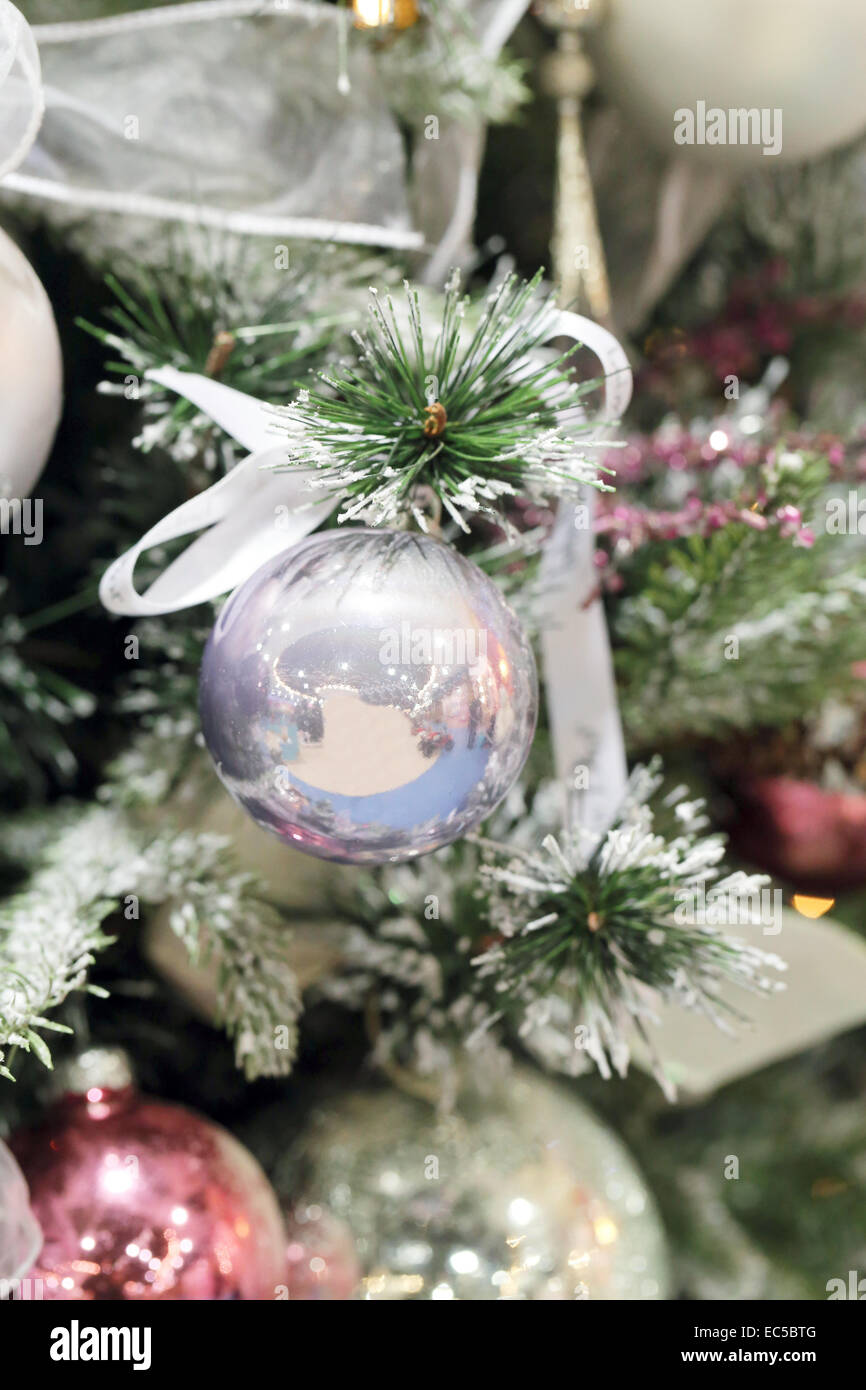 Christmas tree with beautiful toys photographed closeup Stock Photo - Alamy
