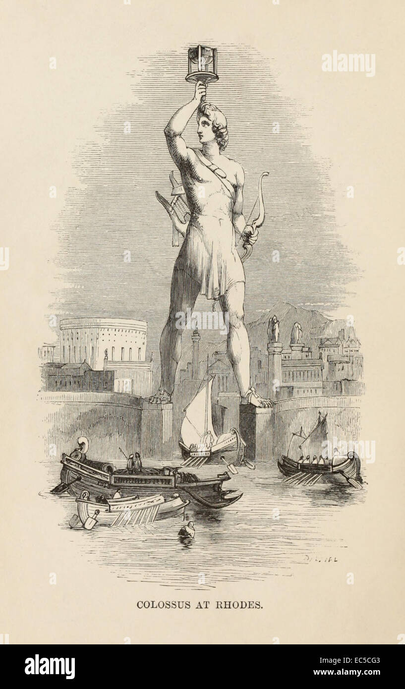 Colossus of Rhodes, one of the Seven Wonders of the Ancient World ...